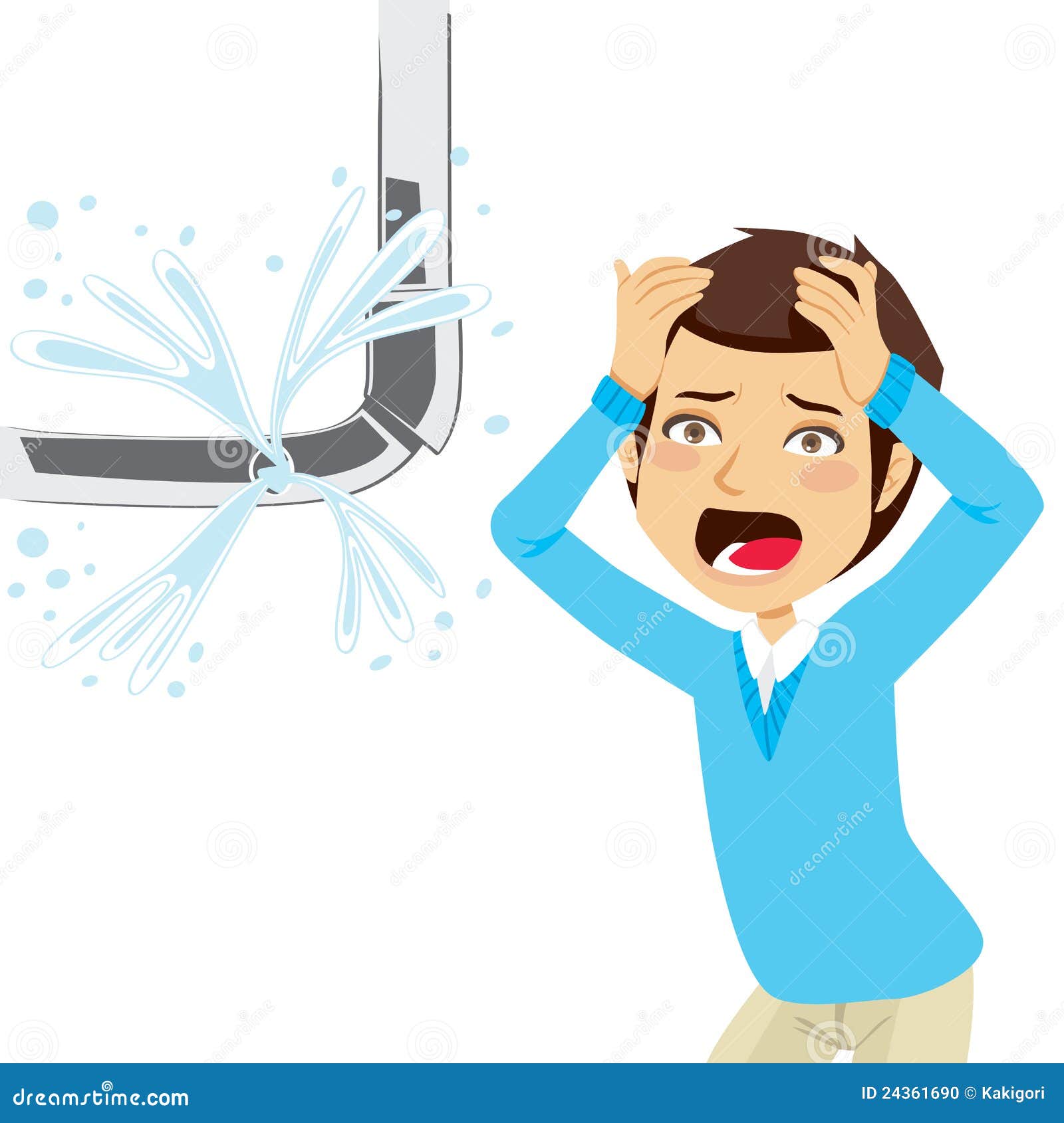 Bursting Pipe stock vector. Illustration of flow, house - 24361690