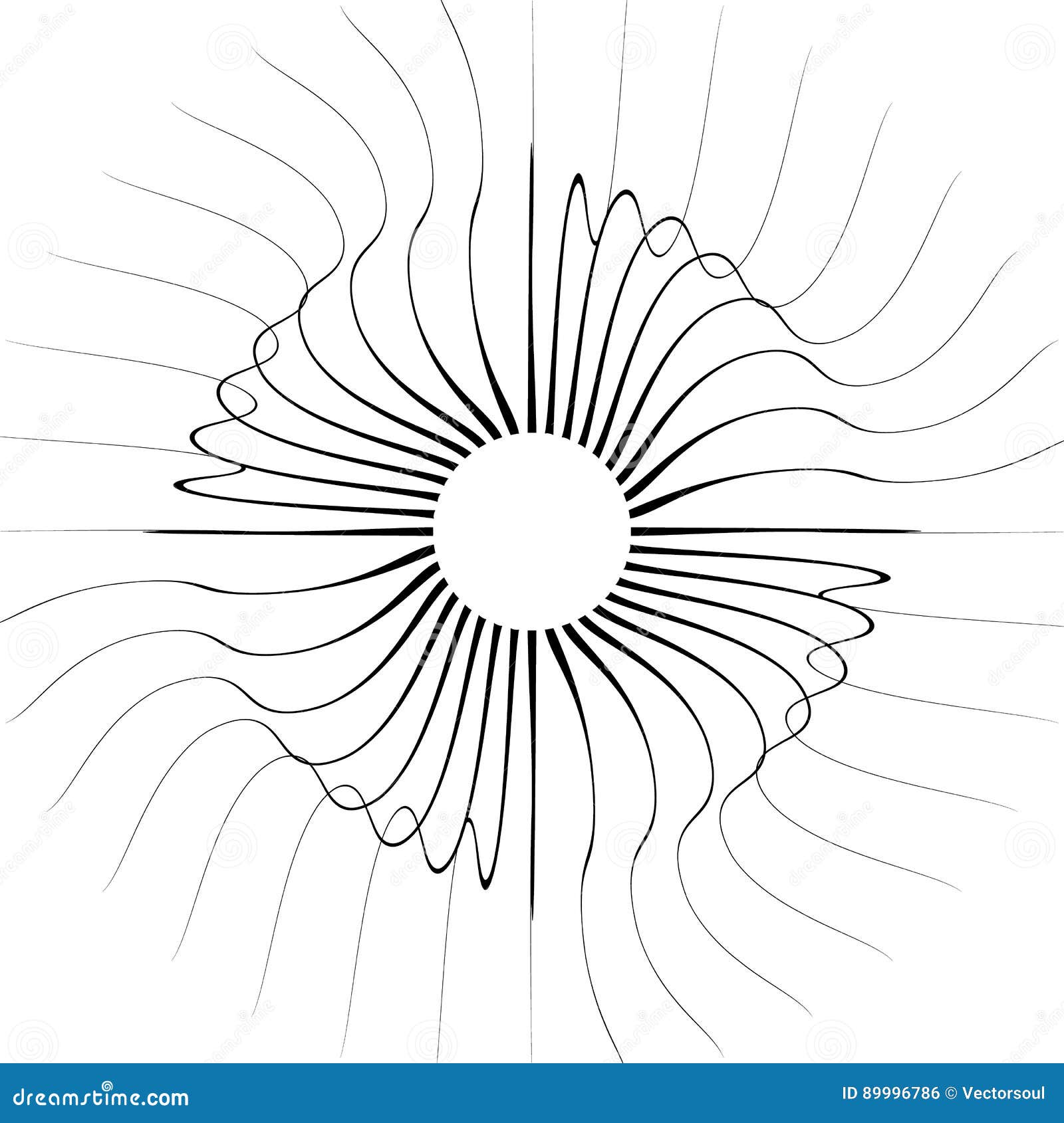 Bursting Radial Lines. Distorted Rays, Beams Abstract Illustration ...