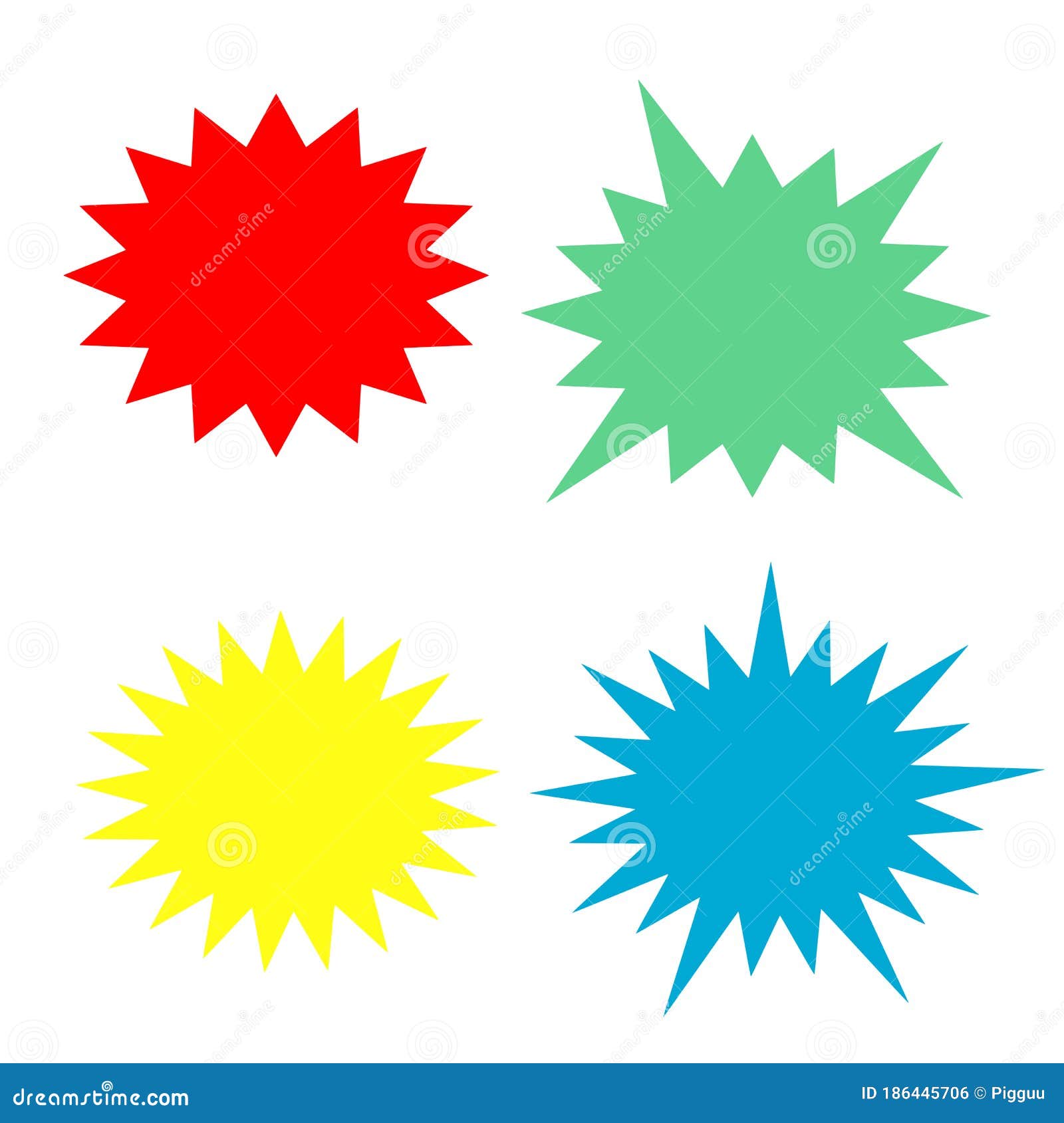 Bursting Shape Speech Bubbles Set; Starburst And Sunburst Cartoon With ...