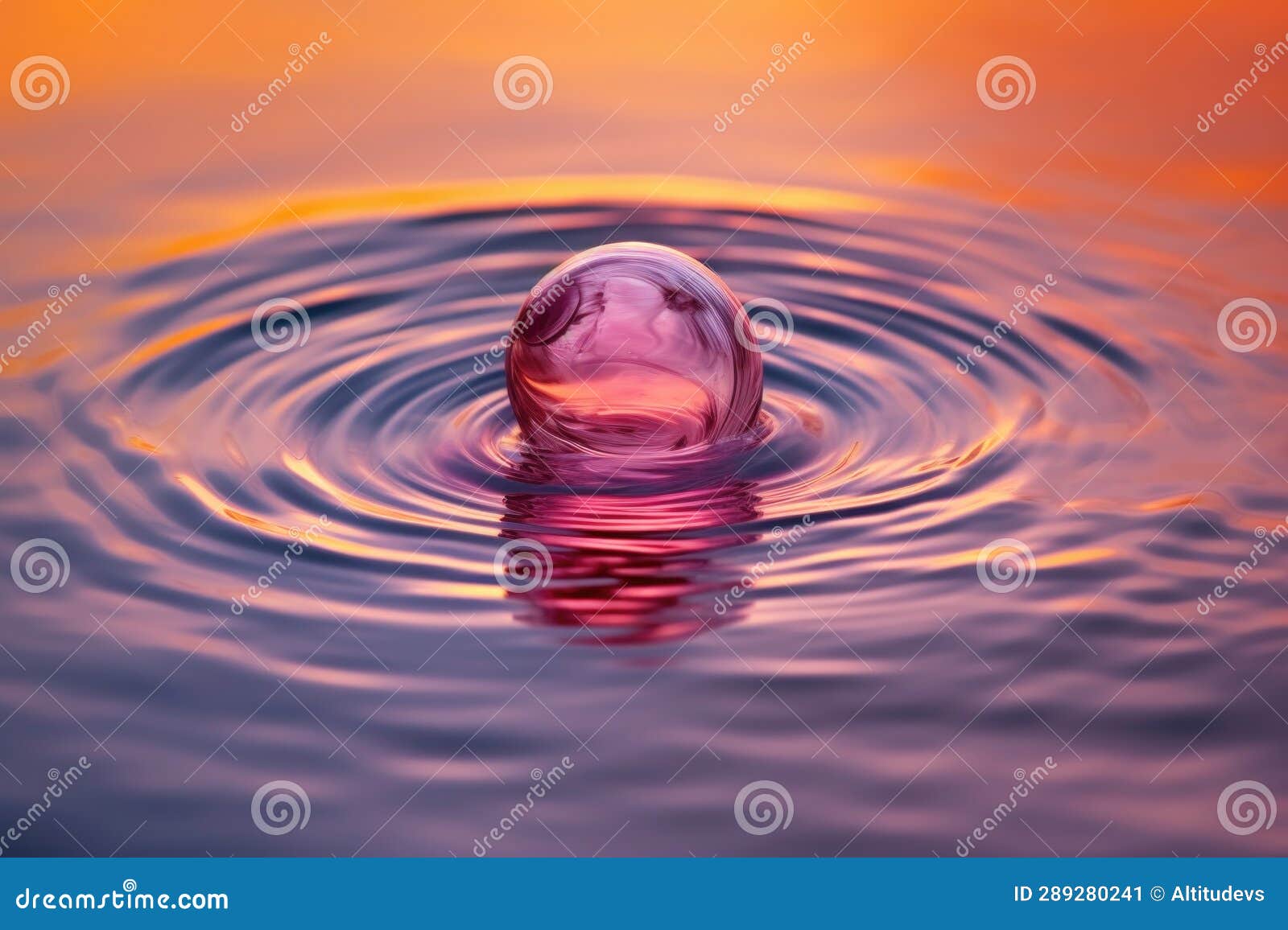 Bursting Soap Bubble Over a Water Surface Causing Ripples Stock Image ...