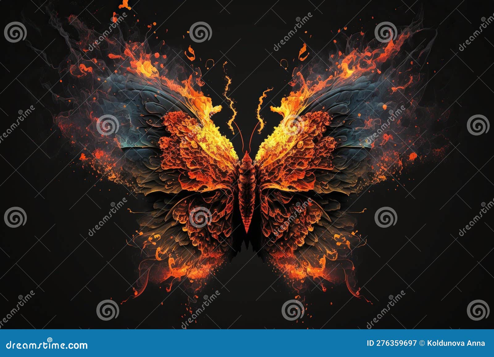 Bursts of Fire in the Shape of a Butterfly, Created with Generative AI ...