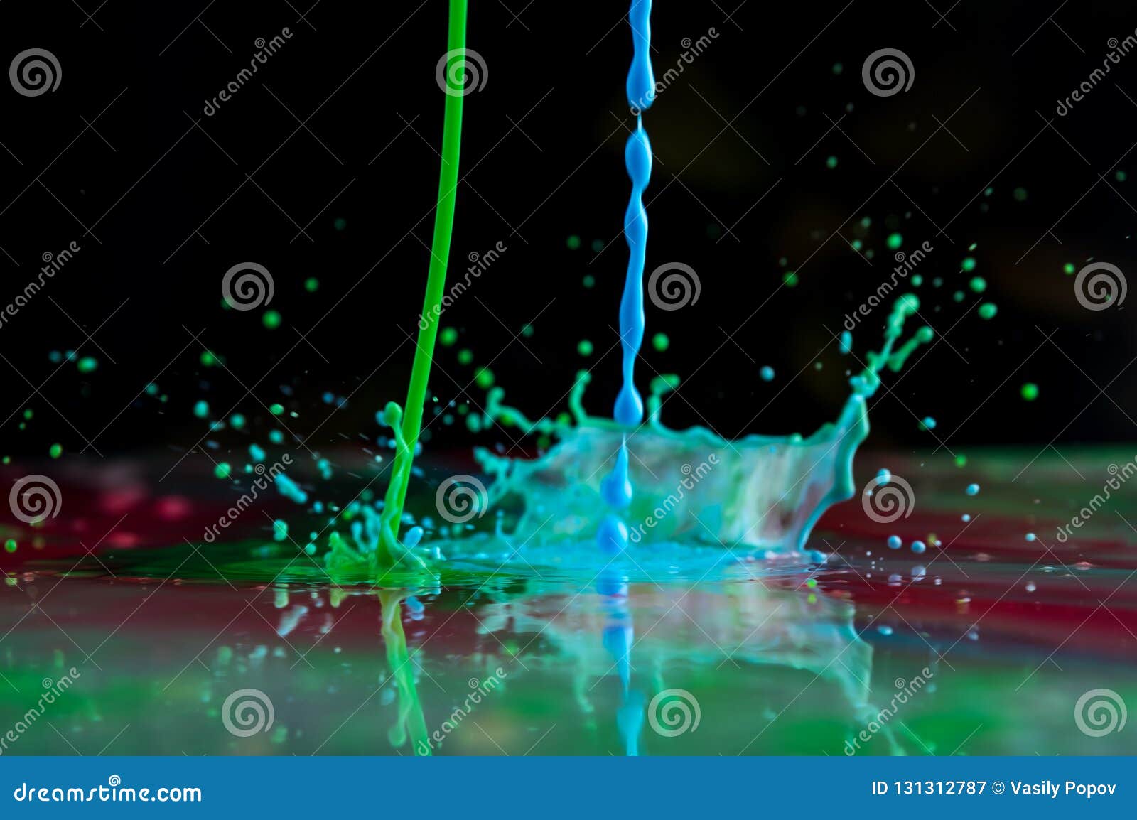 Bursts and Splashes from Falling Paints of Different Colors Stock Image ...