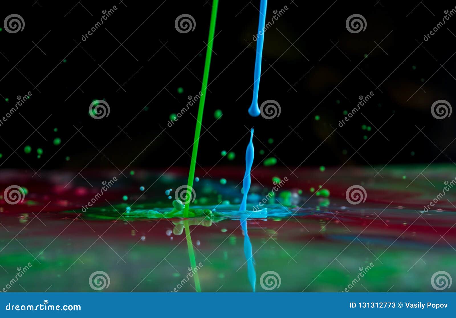 Bursts and Splashes from Falling Paints of Different Colors Stock Image ...