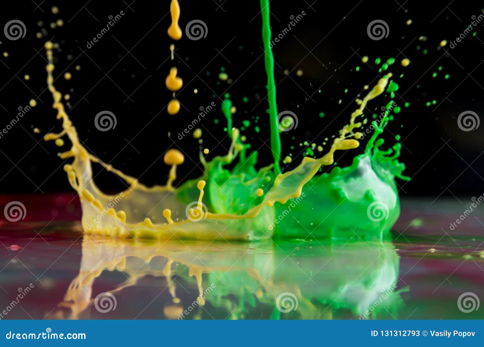 Bursts and Splashes from Falling Paints of Different Colors Stock Image ...