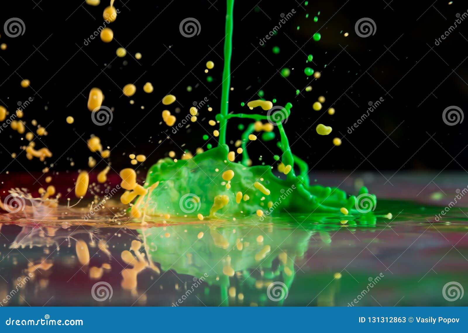 Bursts and Splashes from Falling Paints of Different Colors Stock Image ...