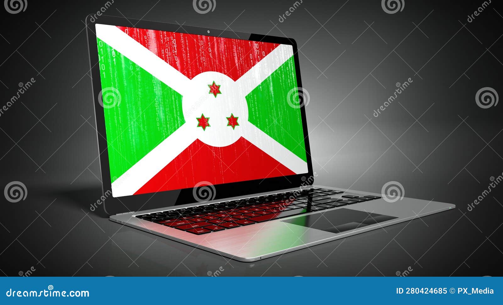 Burundi - Country Flag and Binary Code on Laptop Screen Stock ...