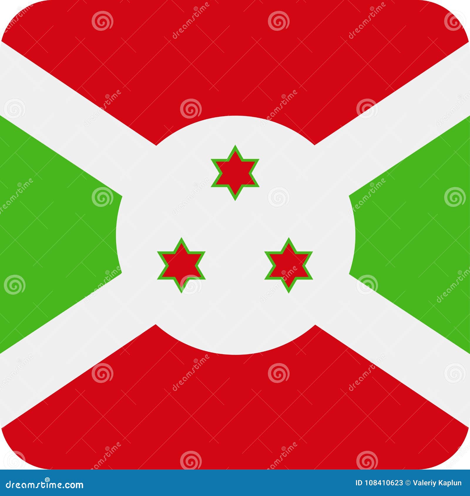 Burundi Flag Vector Square Flat Icon Stock Illustration - Illustration ...