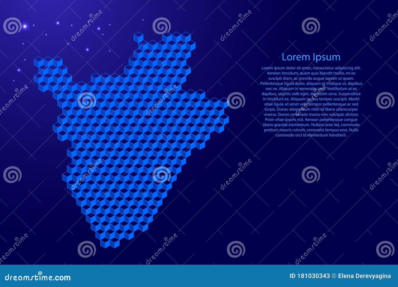 Burundi Map From 3d Classic Blue Color Cubes Isometric Abstract Concept