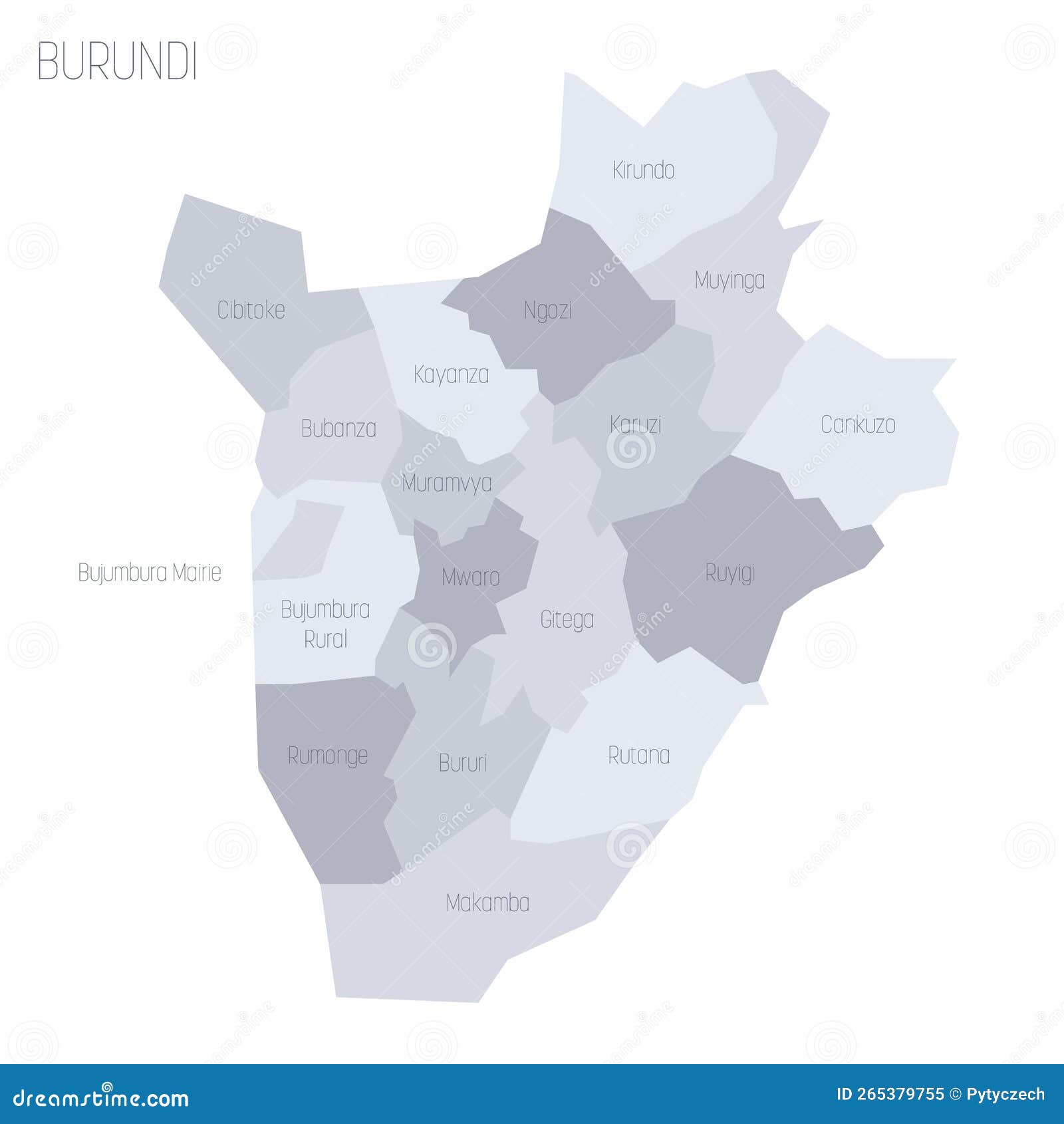 Burundi Political Map of Administrative Divisions Stock Vector ...