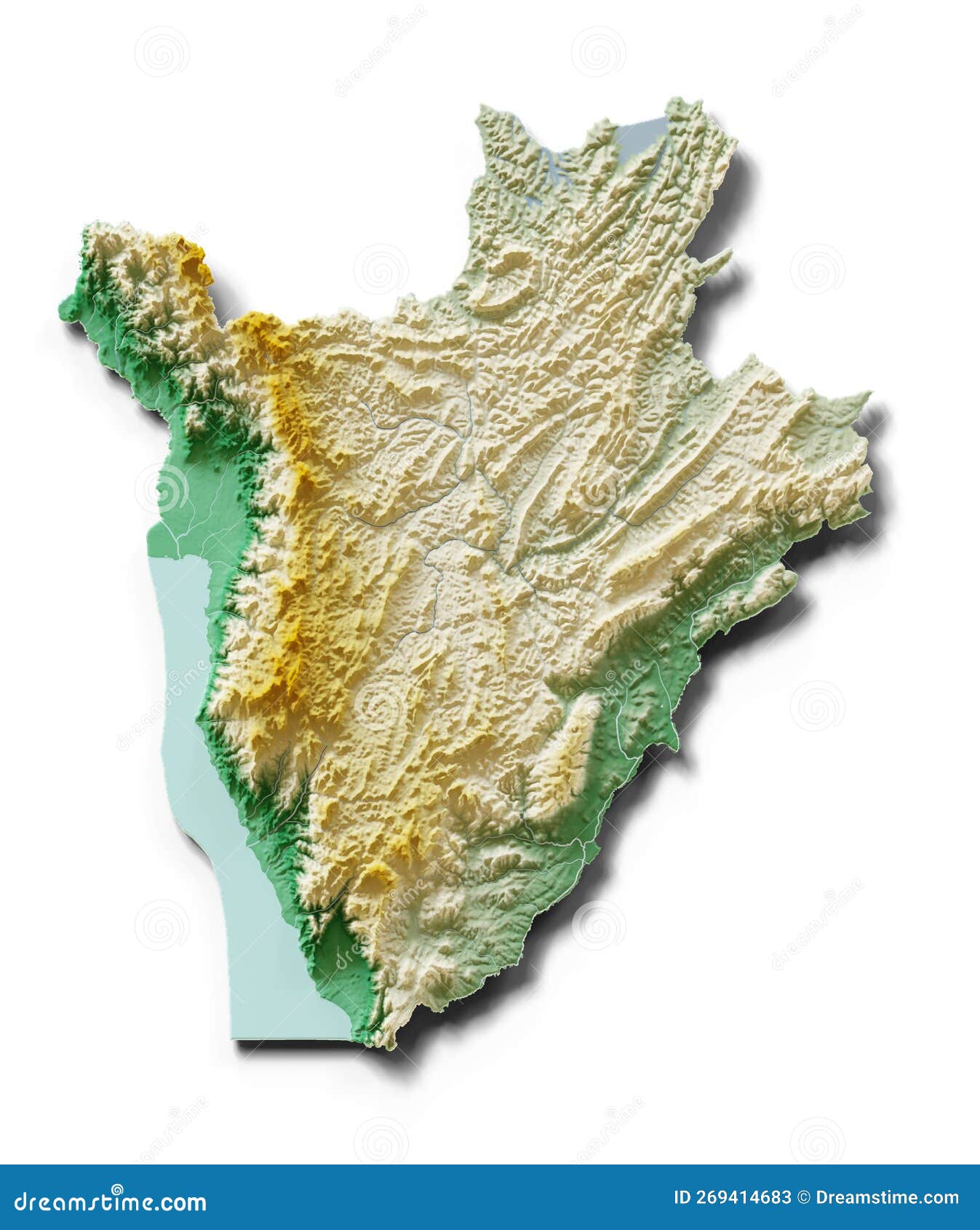 Burundi relief map stock illustration. Illustration of physical - 269414683