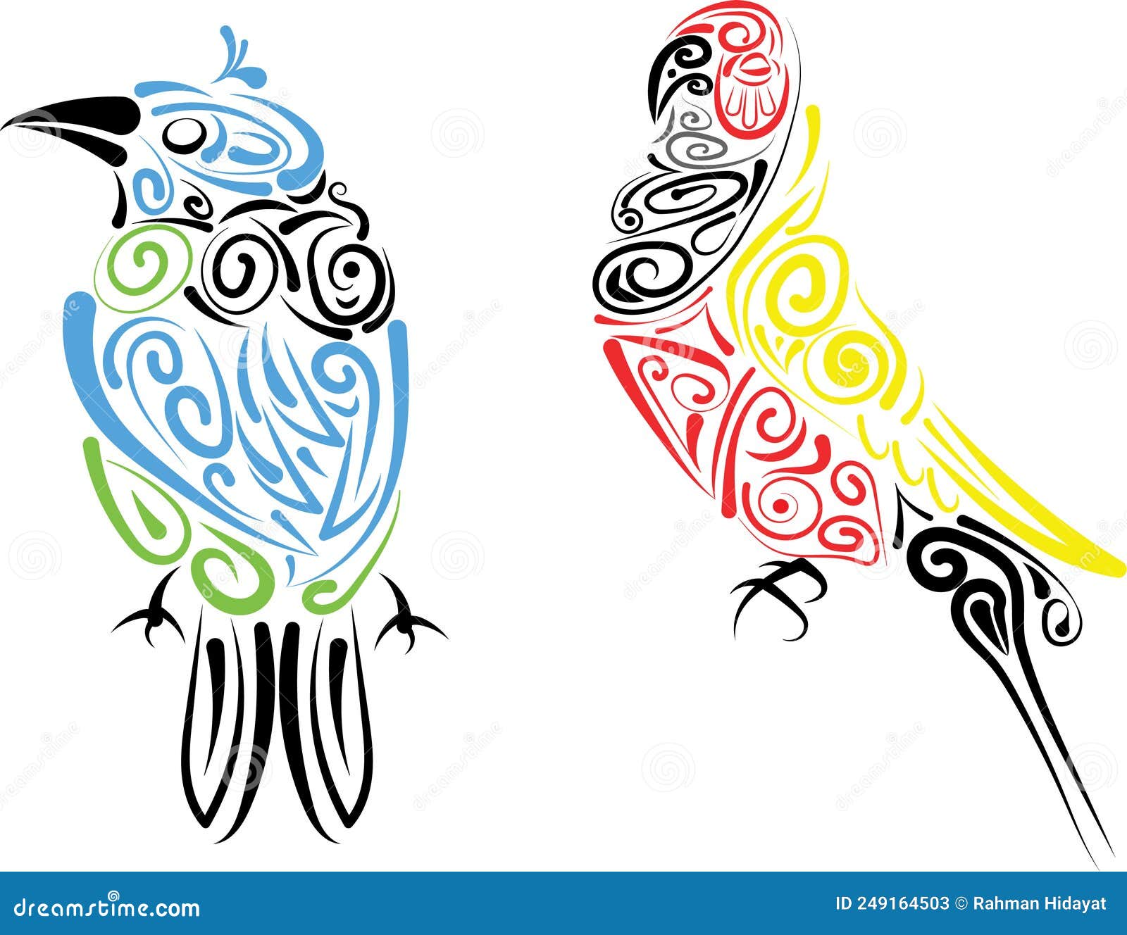 Vector Calligraphy Bird with Abstract Line Pattern 2d Vector Stock ...