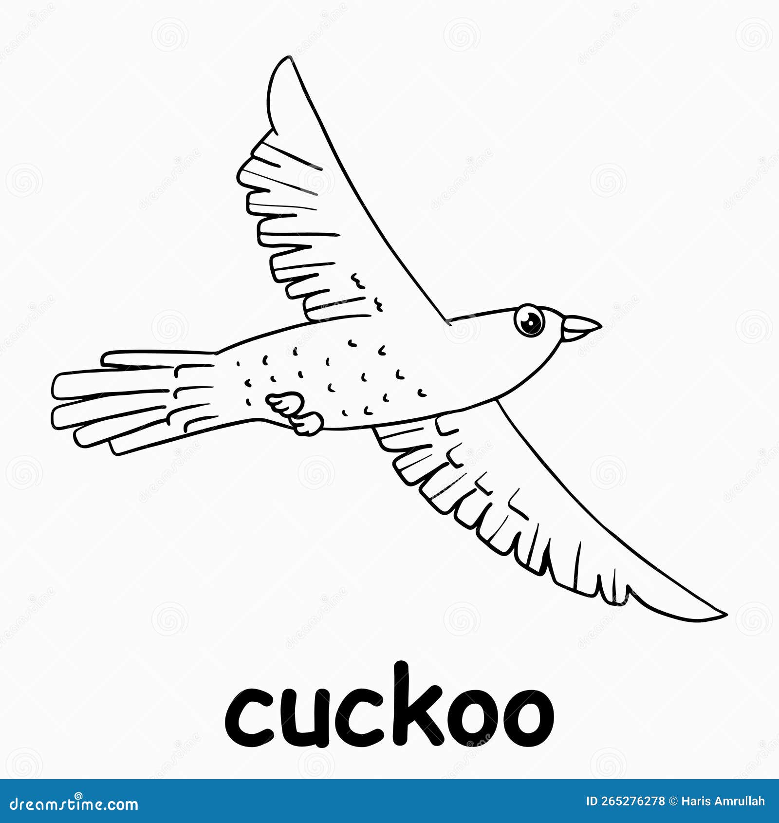 Kids Line Illustration Coloring Cuckoo. Outline Vector for Children ...