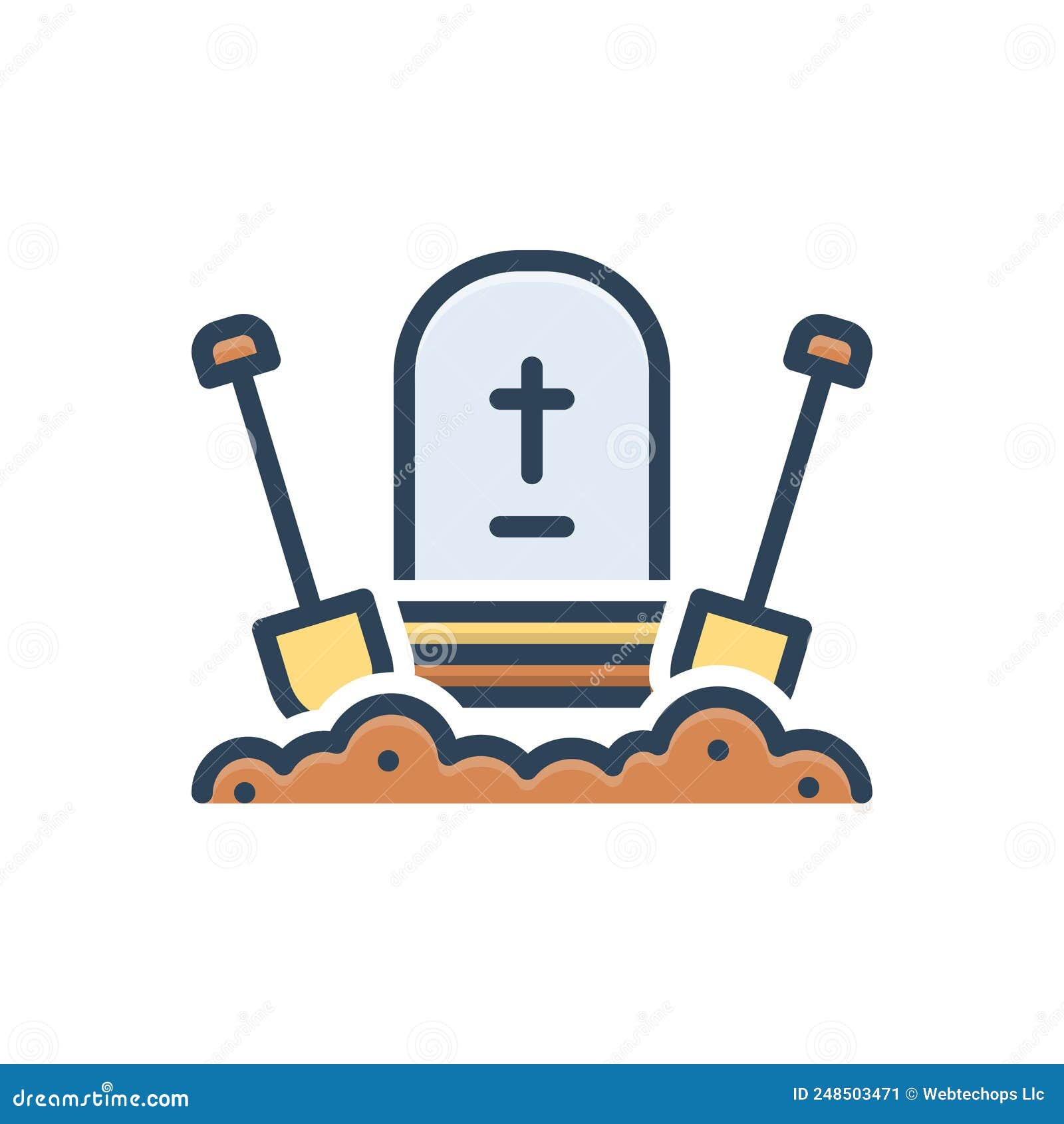 Color Illustration Icon for Bury, Entomb and Cemetery Stock ...