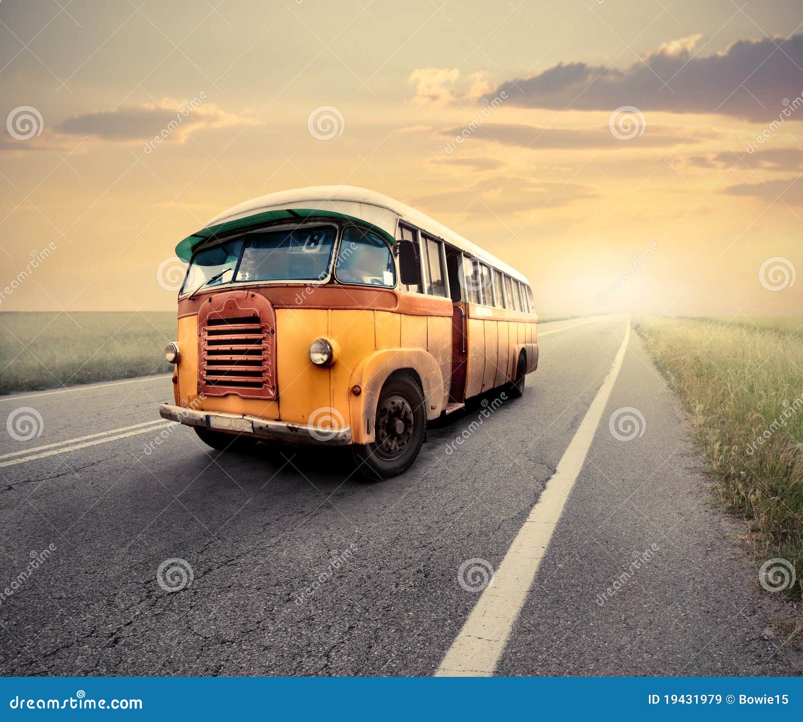 Bus stock image. Image of countryside, meadow, sunset - 19431979