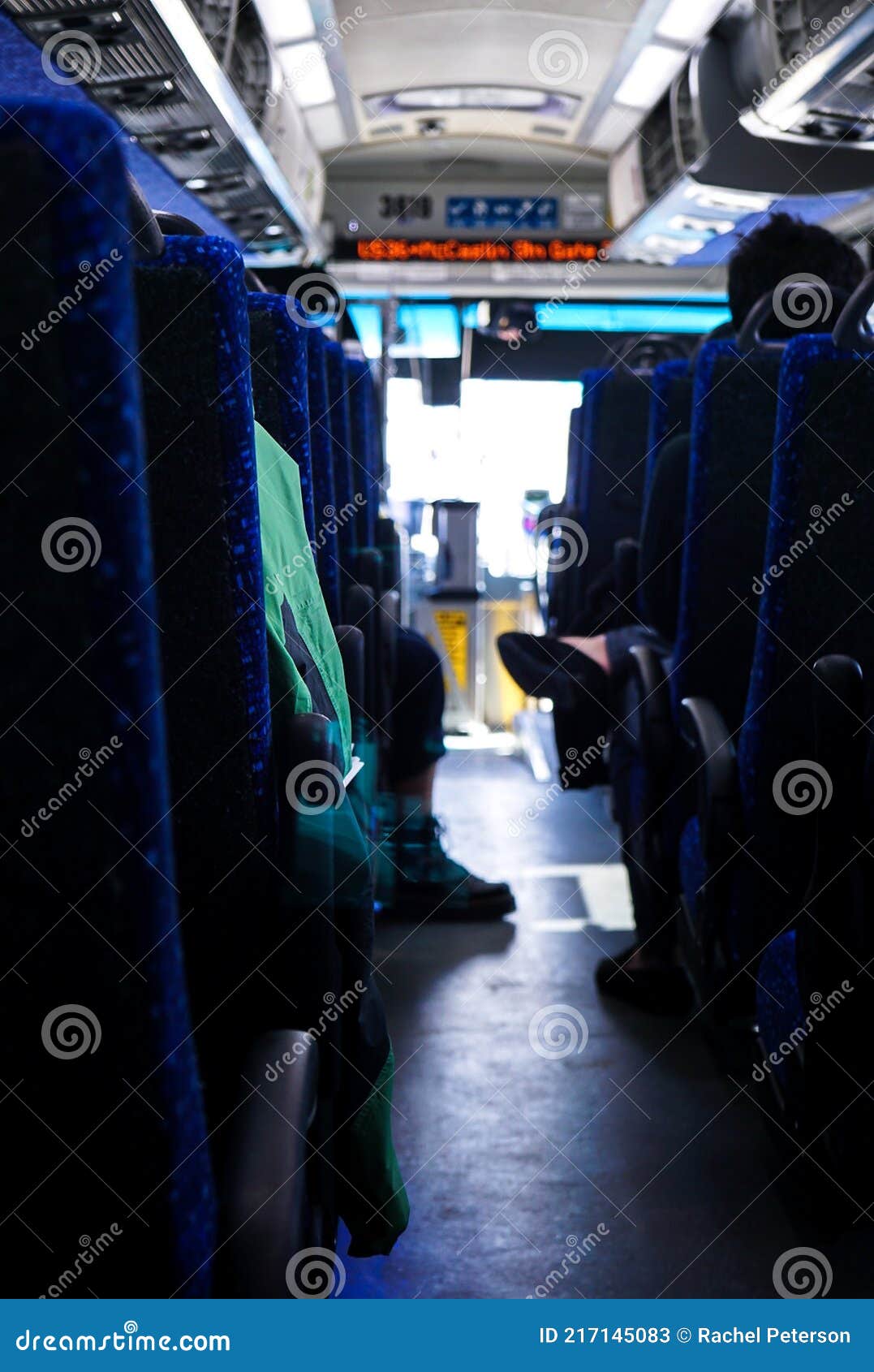 Bus Aisle stock image. Image of photograph, street, night - 217145083
