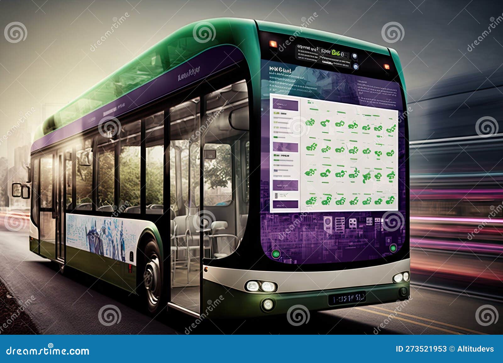Bus with Augmented Reality Screens, Showing the Route and Upcoming ...