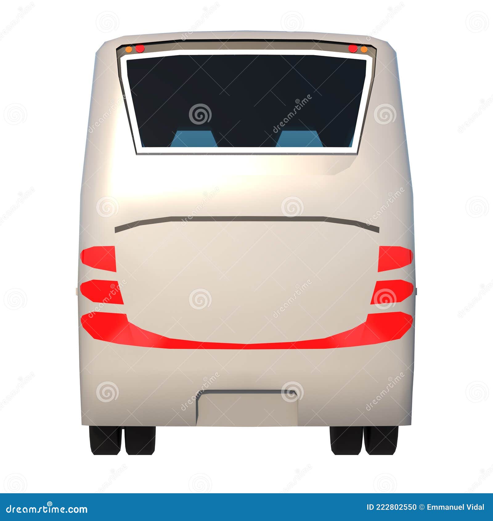 Bus 1-Back View White Background 3D Rendering Ilustracion 3D Stock ...