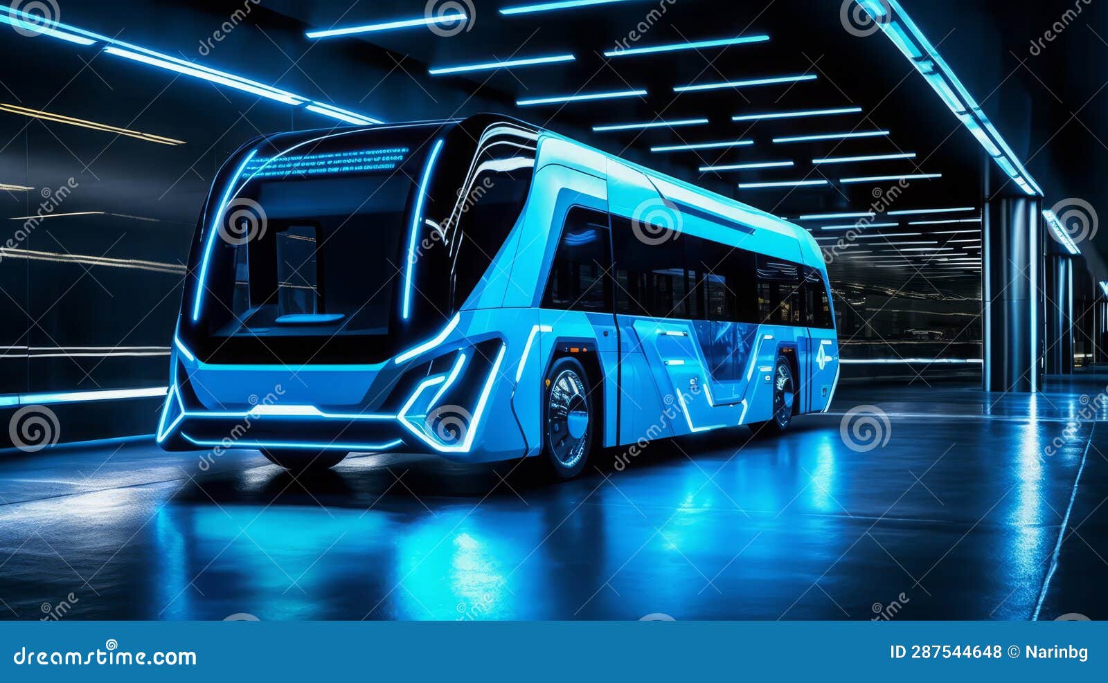 Bus of a Beautiful Transportation with Futuristic Design. AI Generated ...
