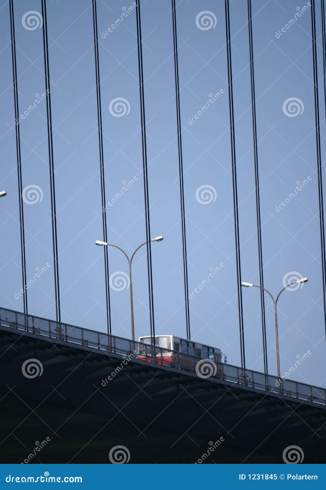 Bus on the bridge stock image. Image of busses, cable - 1231845