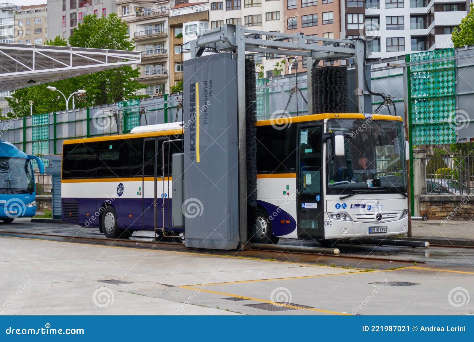 Bus Car Wash Rotating Rollers Machine. Autobus Editorial Photo - Image ...
