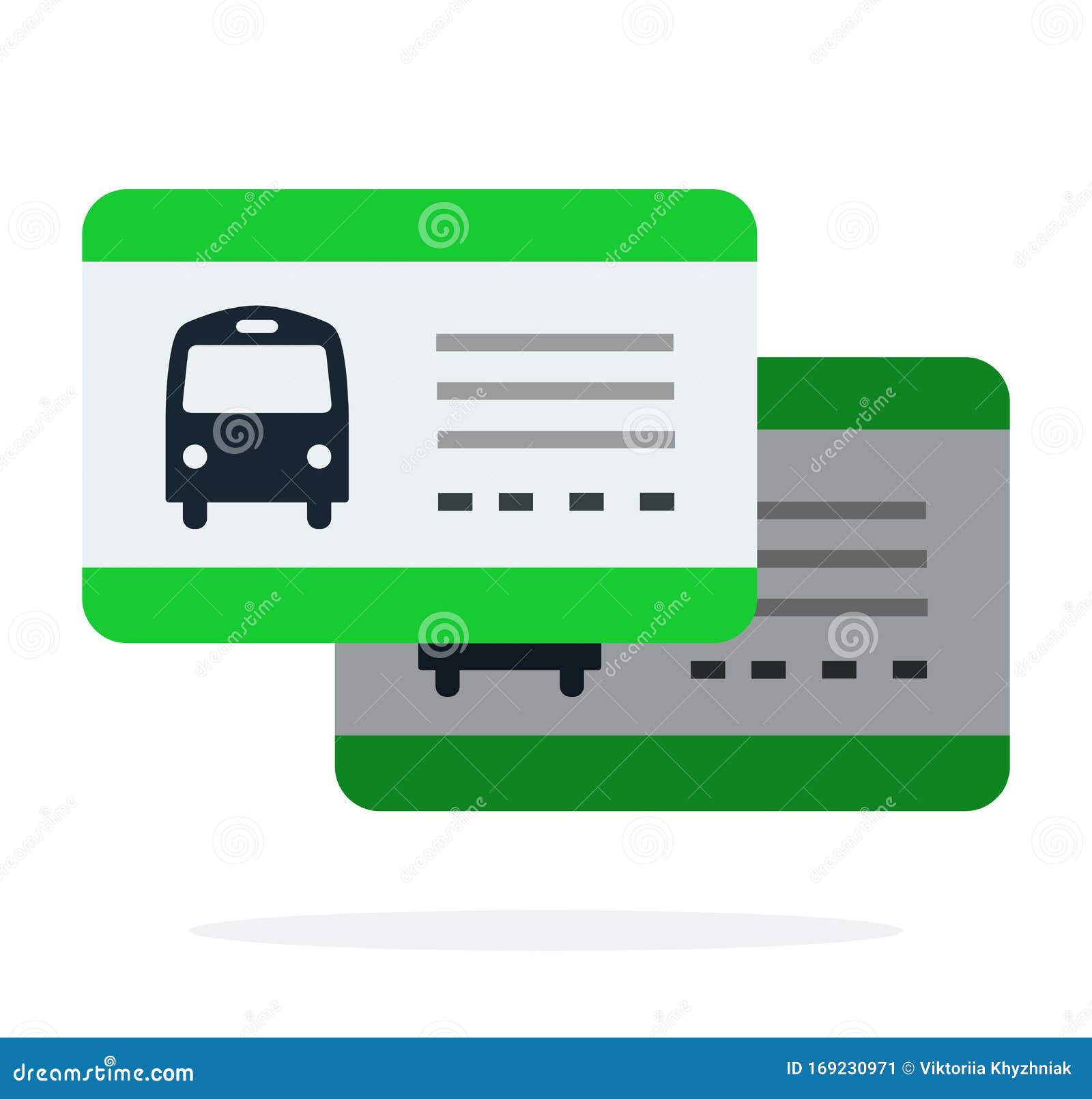 Bus Cards Vector Flat Material Design Isolated Object on White ...