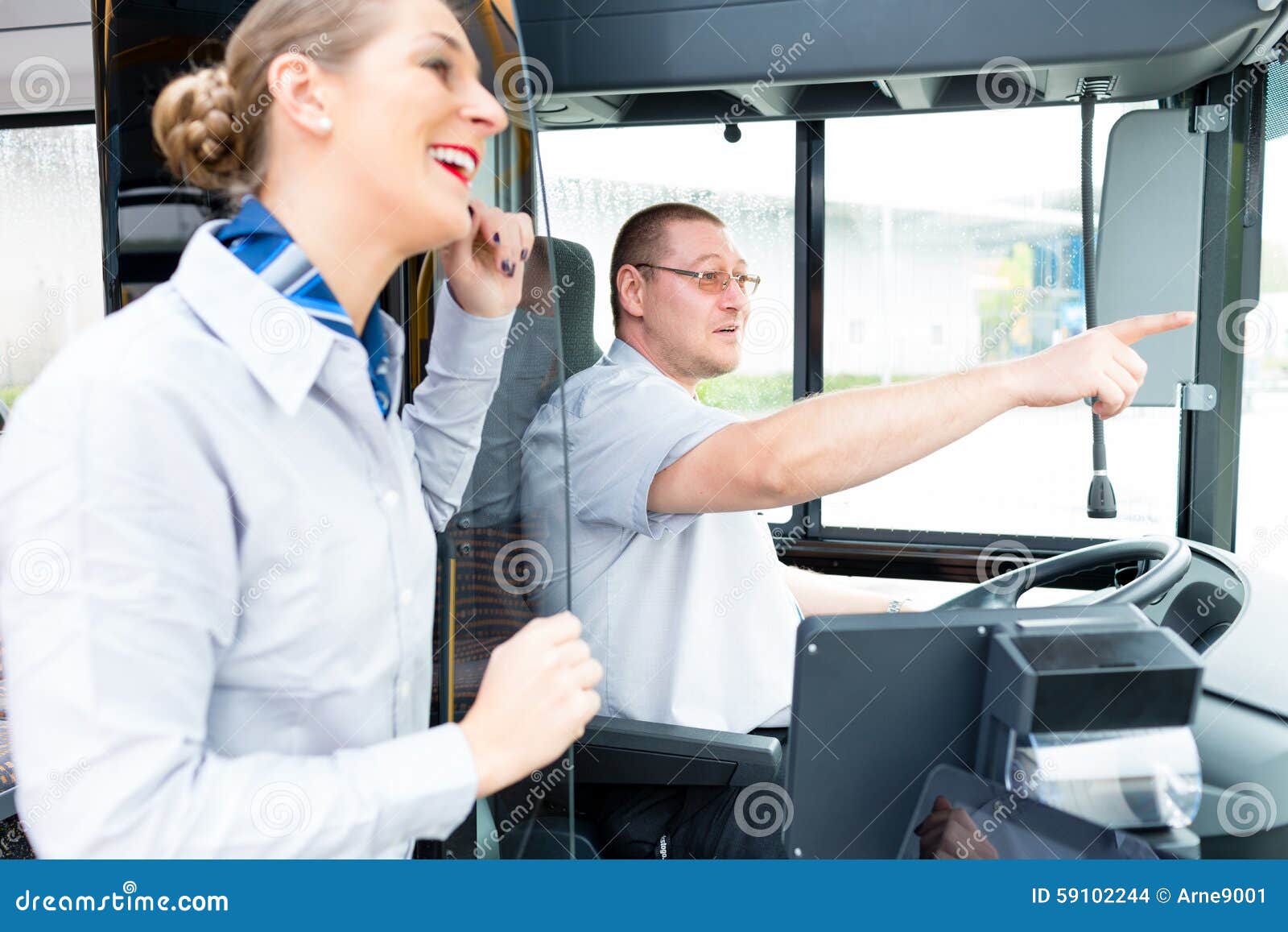 Bus or Coach Driver and Tourist Guide Stock Photo - Image of work ...