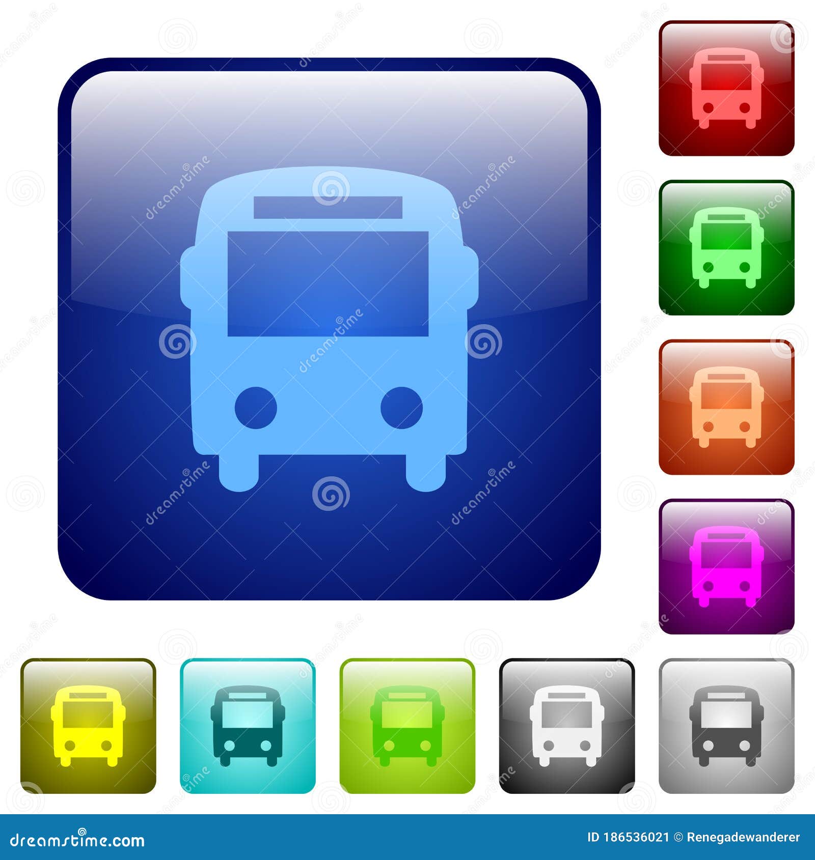 Bus color square buttons stock vector. Illustration of service - 186536021