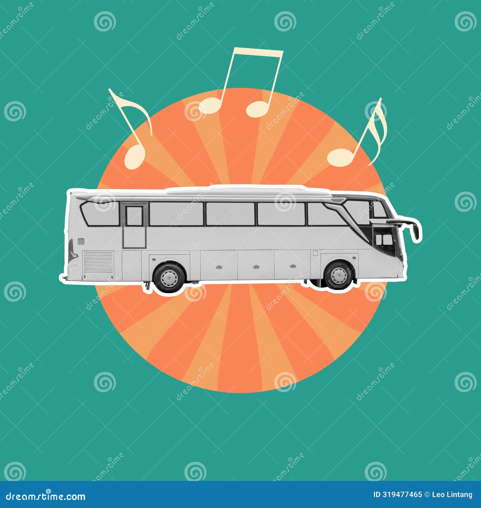Bus with a Colored Background Stock Image - Image of collage ...