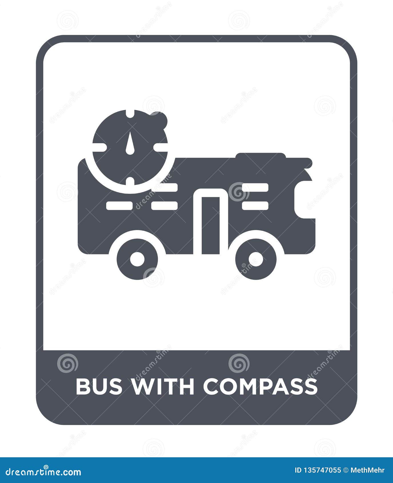 Bus with Compass Icon in Trendy Design Style. Bus with Compass Icon ...