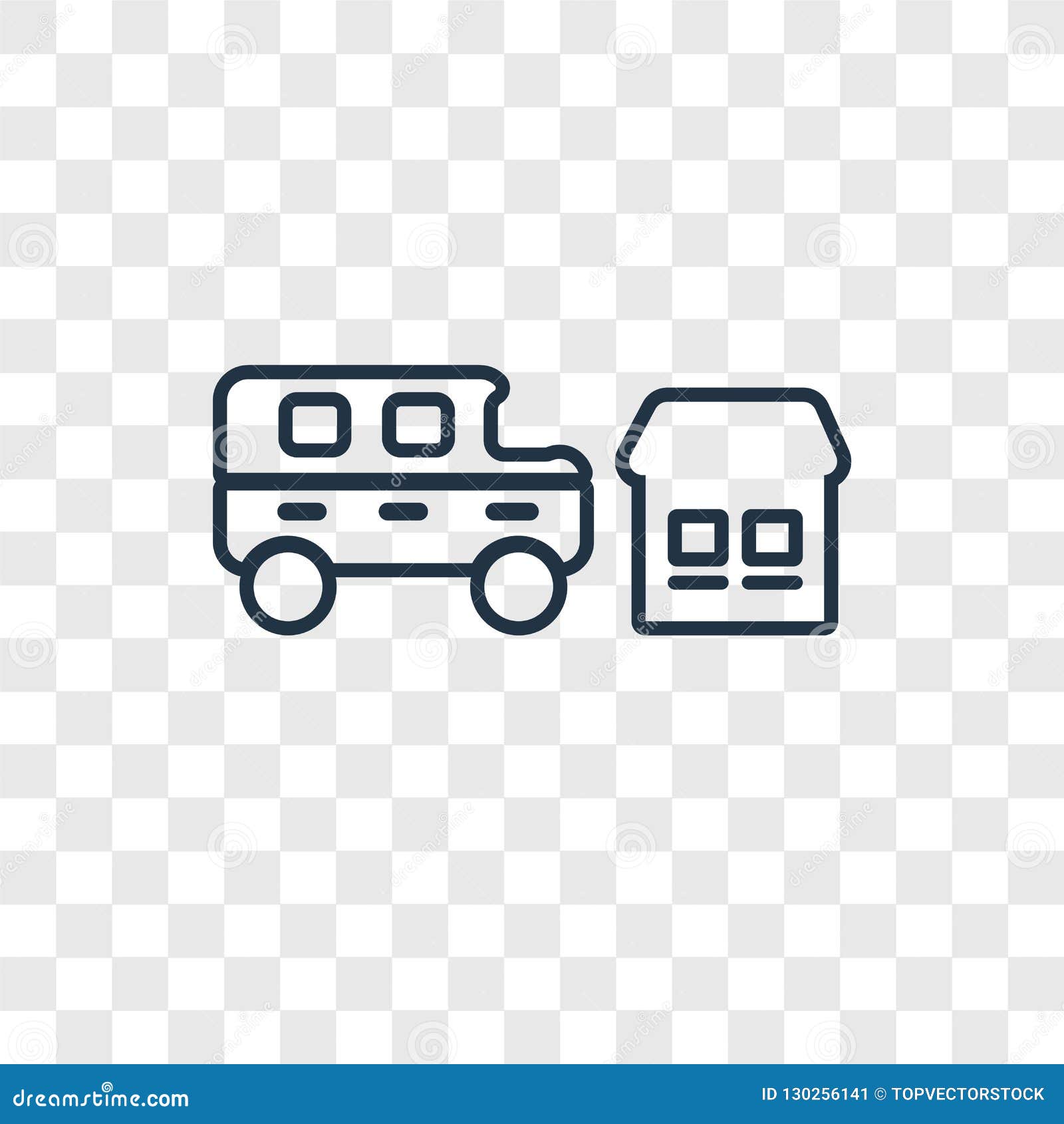 Bus Concept Vector Linear Icon Isolated on Transparent Background, Bus ...