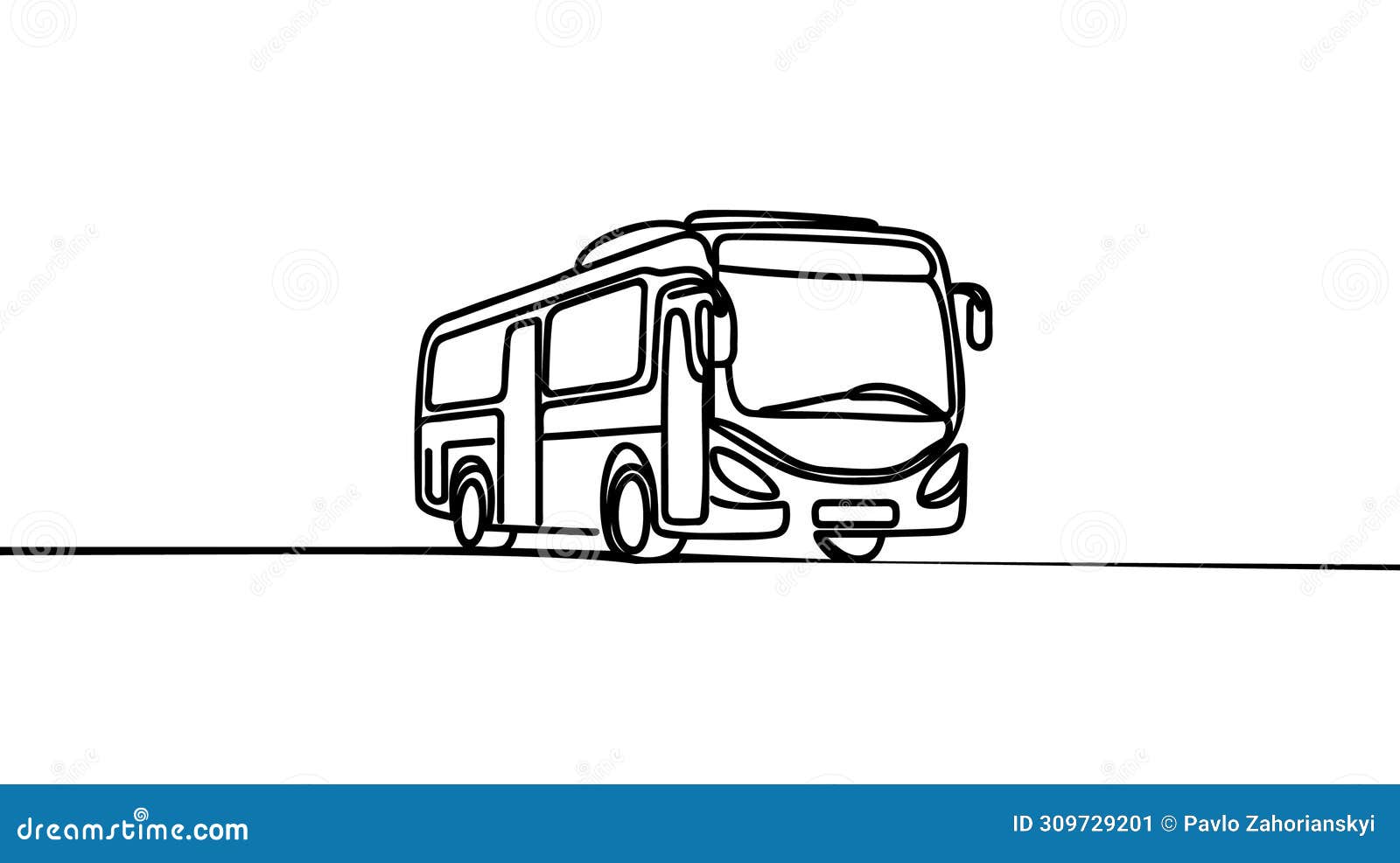 Bus Continuous Line Vector Illustration Stock Vector - Illustration of ...