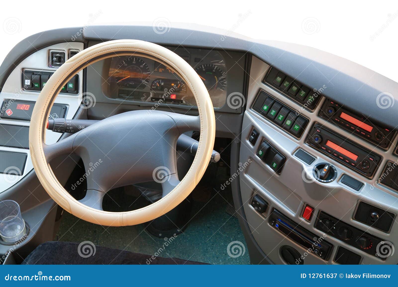 Bus dash board stock image. Image of indicator, seat - 12761637