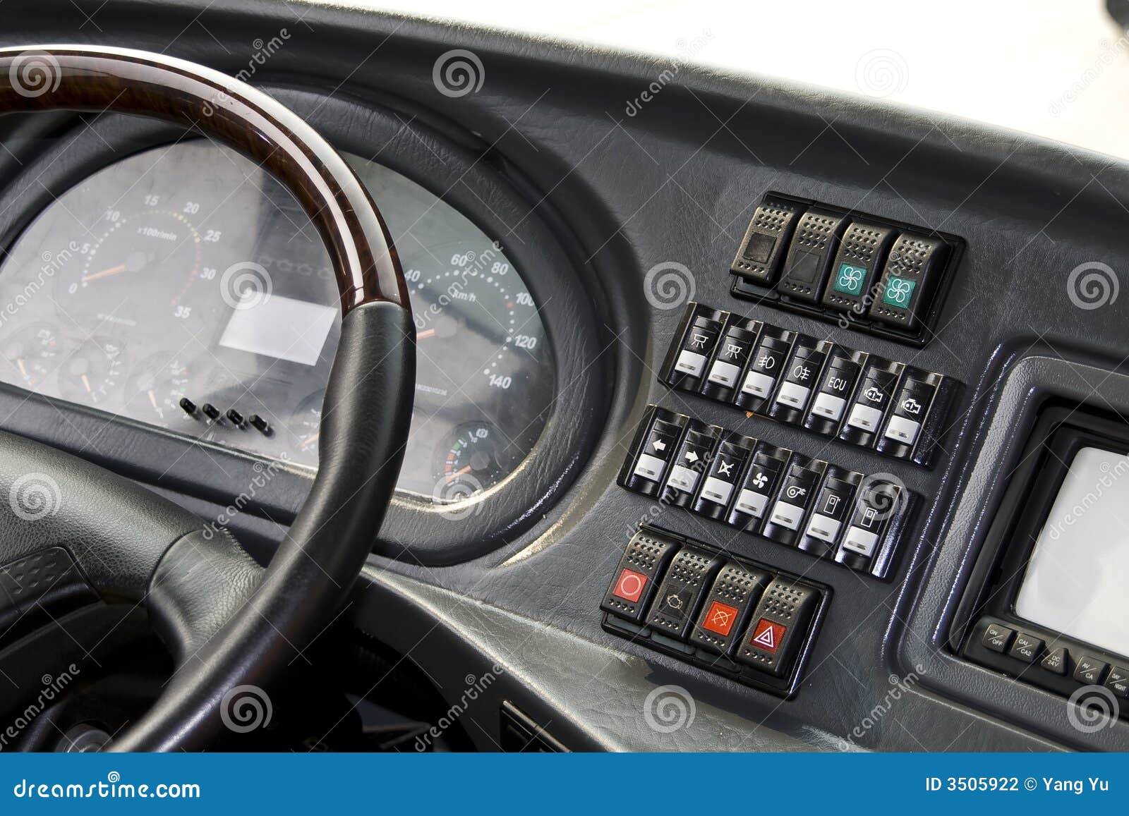 Bus dashboard stock photo. Image of black, switch, measure - 3505922