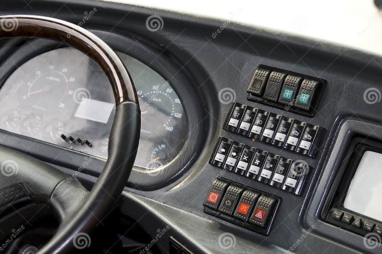 Bus dashboard stock photo. Image of black, switch, measure - 3505922