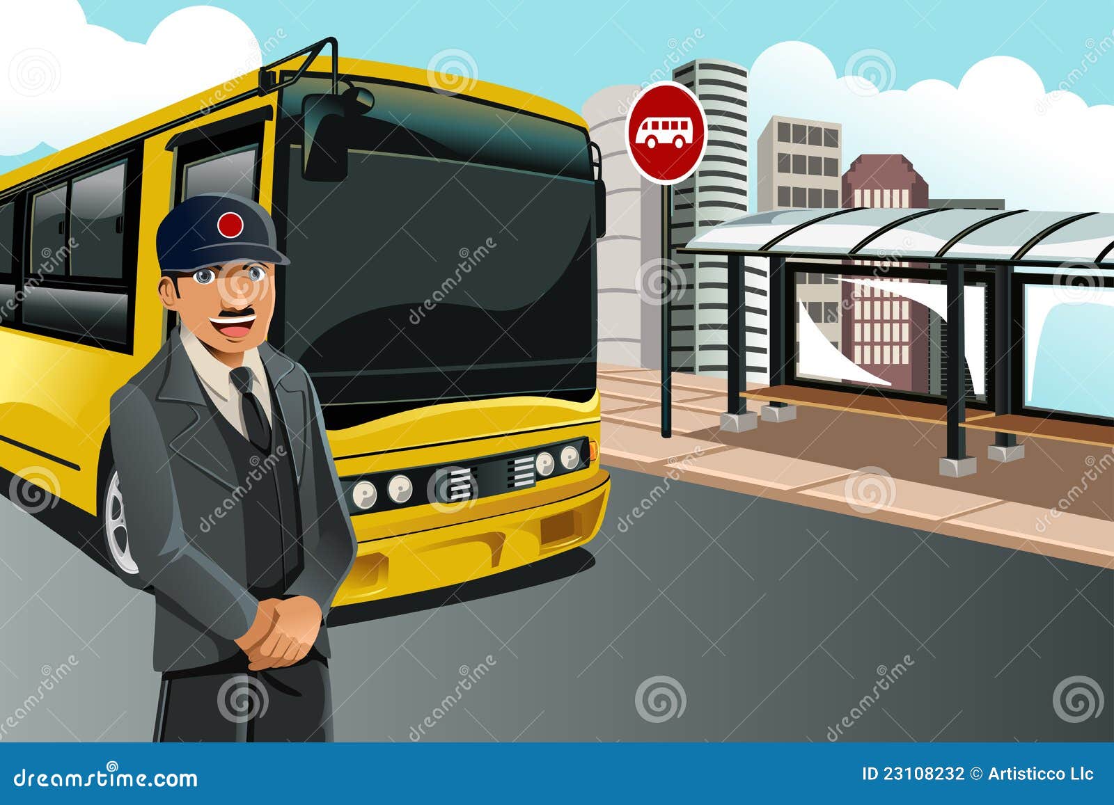 Bus driver stock vector. Illustration of transit, smiles - 23108232