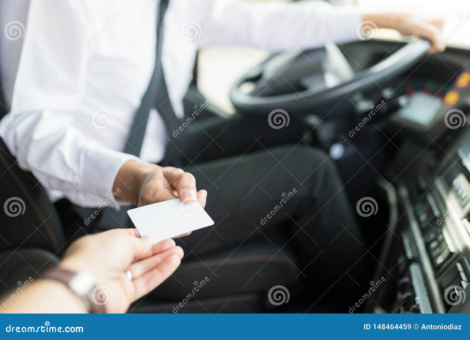 Bus Driver Accepting Ticket from Tourist Stock Image - Image of space ...