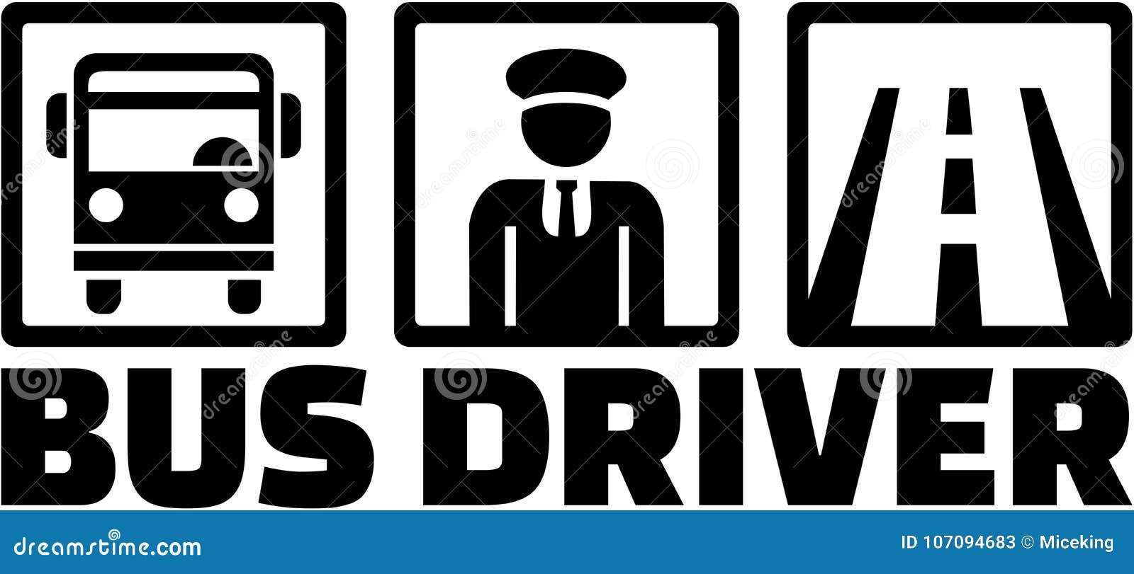 Bus driver with icons stock vector. Illustration of symbol - 107094683