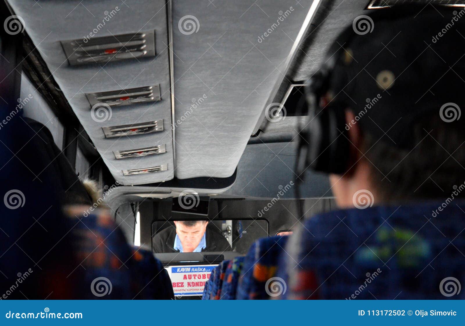 In the bus editorial photography. Image of mirror, driver - 113172502