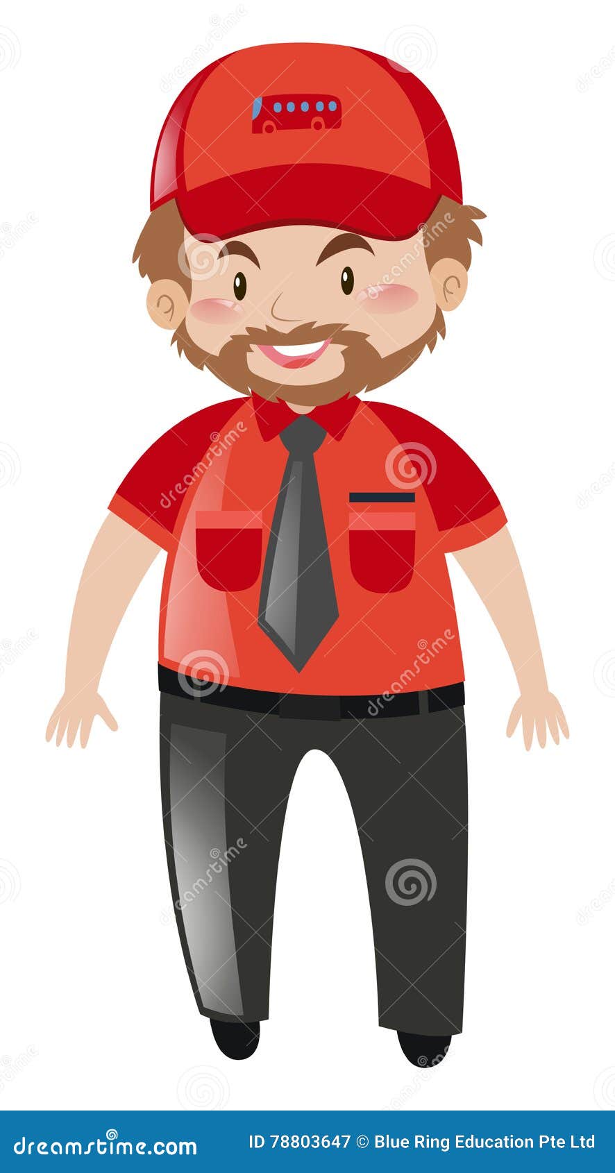 Bus driver in red uniform stock vector. Illustration of career - 78803647