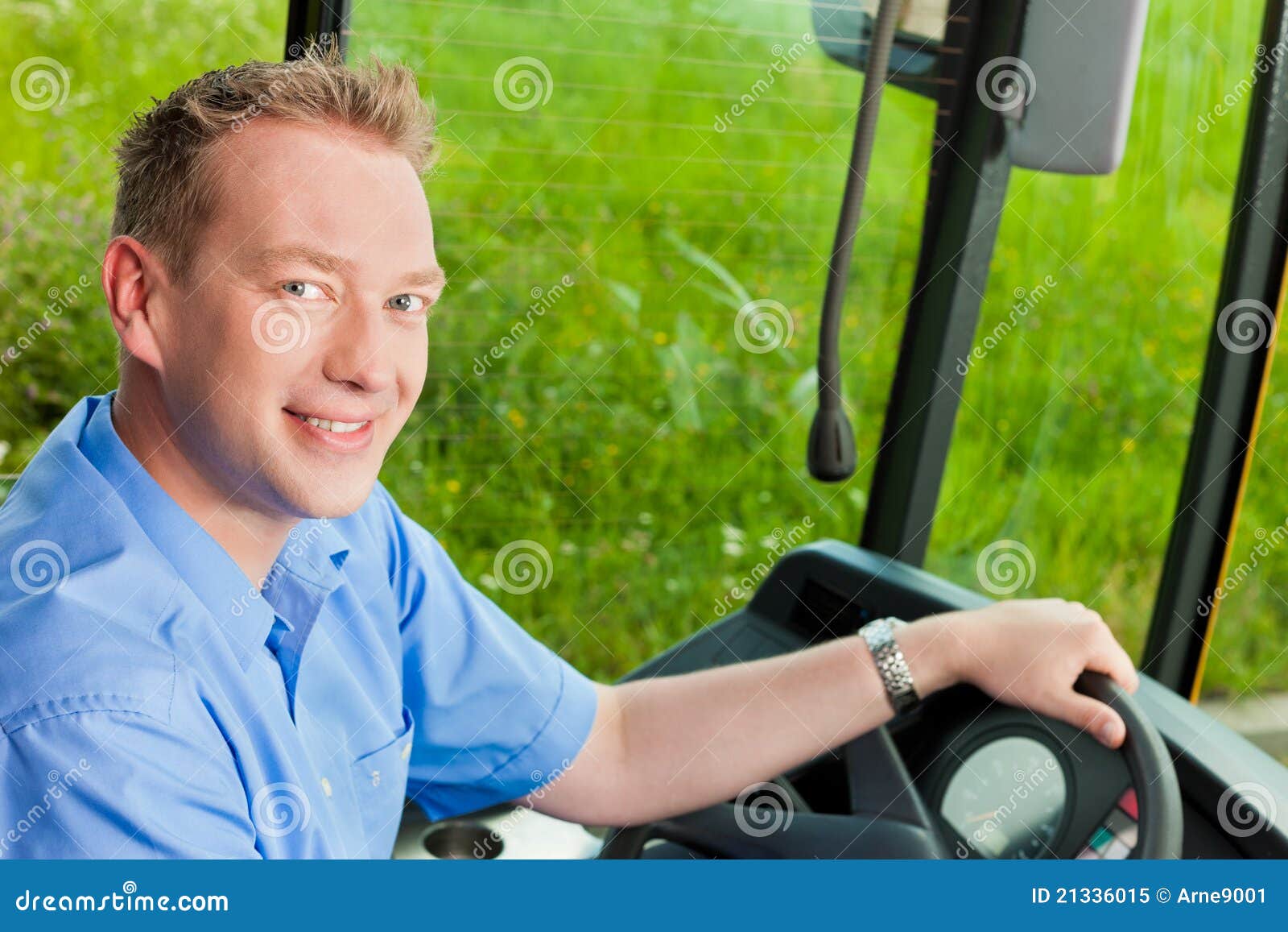 Bus Driver Sitting in His Bus Stock Image - Image of urban, mass: 21336015