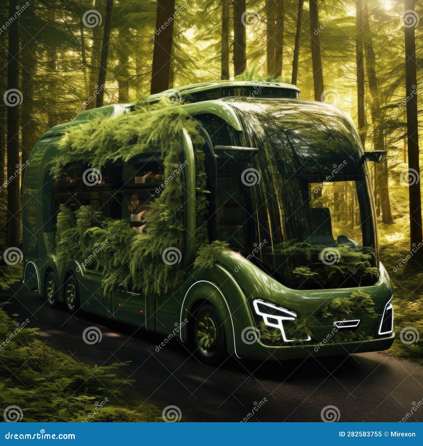 Bus. Ecological concept stock illustration. Illustration of nature ...