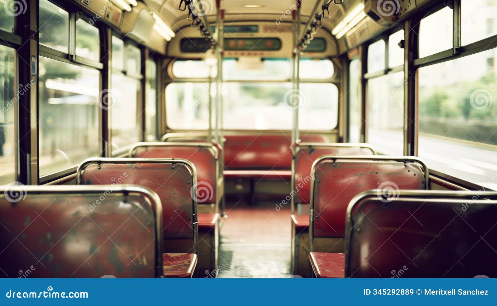 A Bus with Empty Seats and a Window. Generative AI Stock Illustration ...
