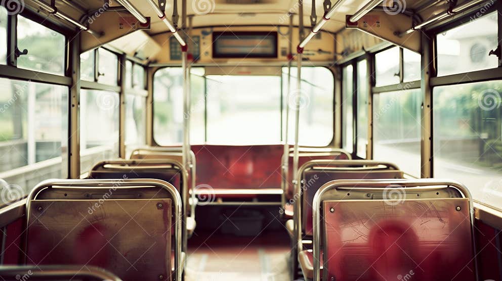 A Bus with Empty Seats and a Window. Generative AI Stock Illustration ...