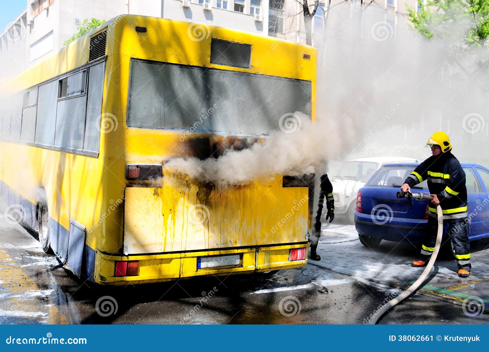 Bus on Fire on the Street in the Middle of the Day Editorial Photo ...