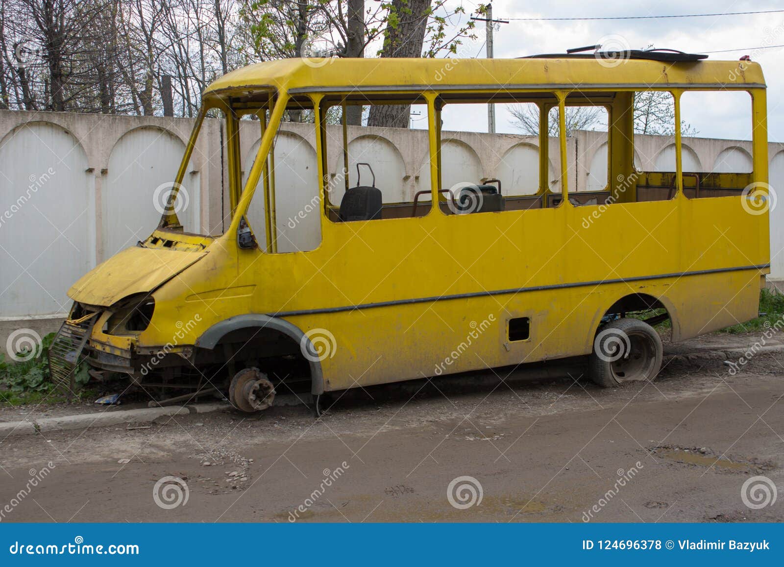 Bus Fire,the Yellow Bus Burned is on the Road Stock Photo - Image of ...