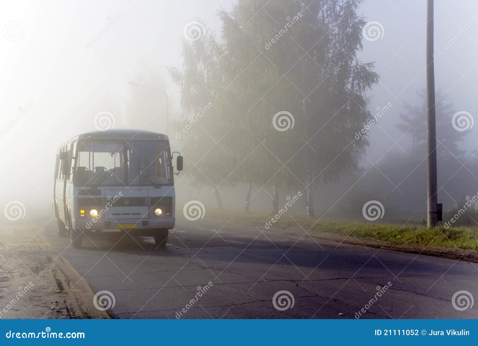 The bus in a fog stock photo. Image of foggy, ride, outside - 21111052