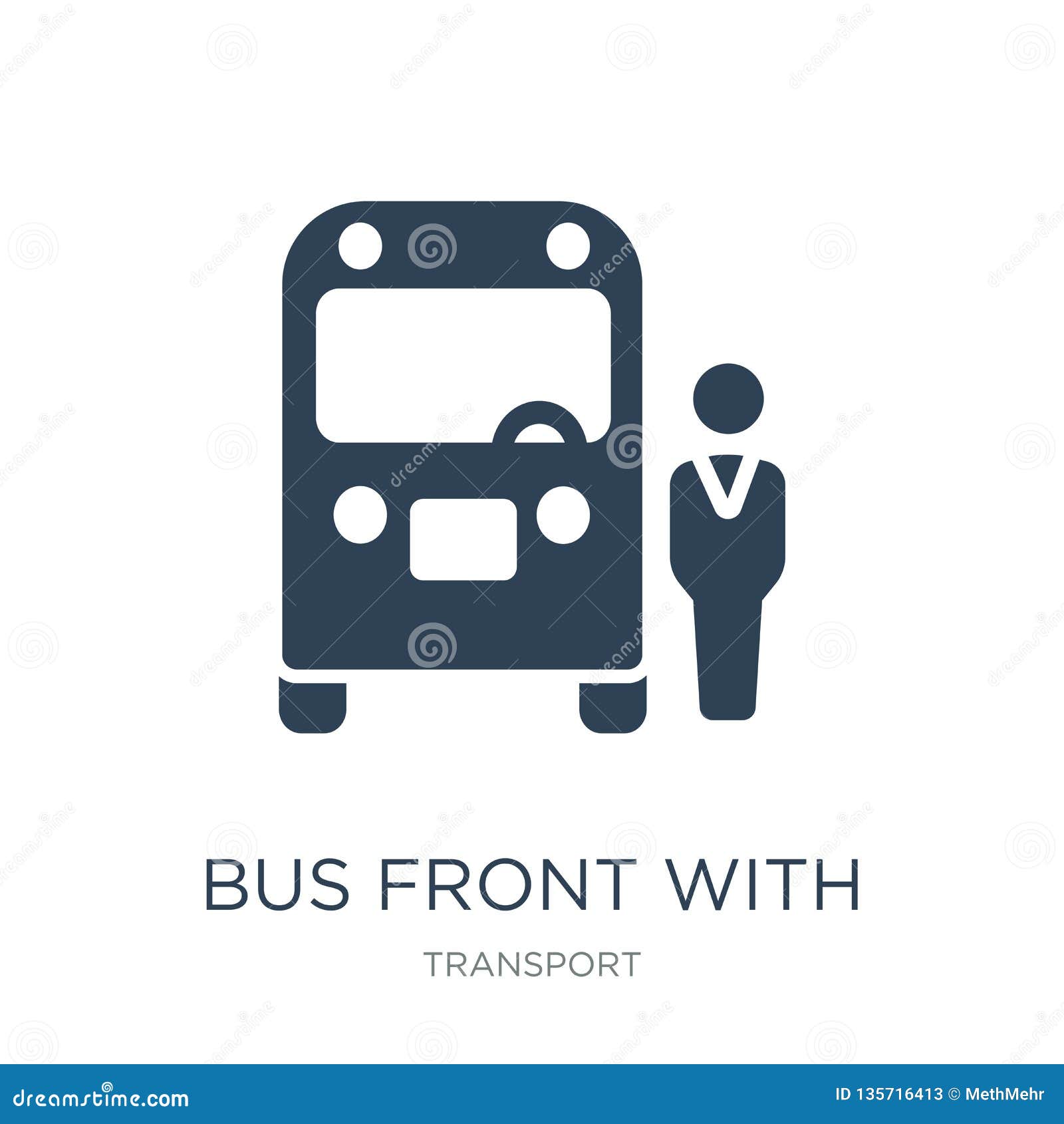 Bus Front with Driver Icon in Trendy Design Style. Bus Front with ...