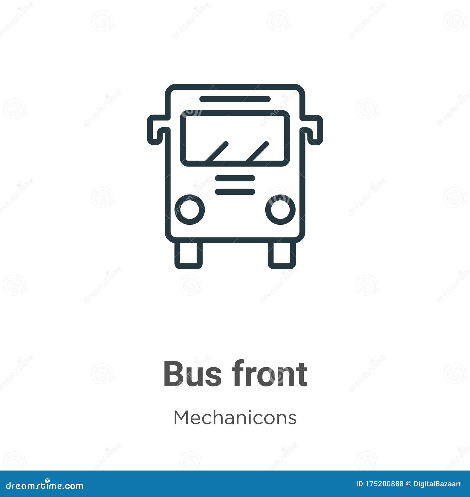 Bus Front Outline Vector Icon. Thin Line Black Bus Front Icon, Flat ...