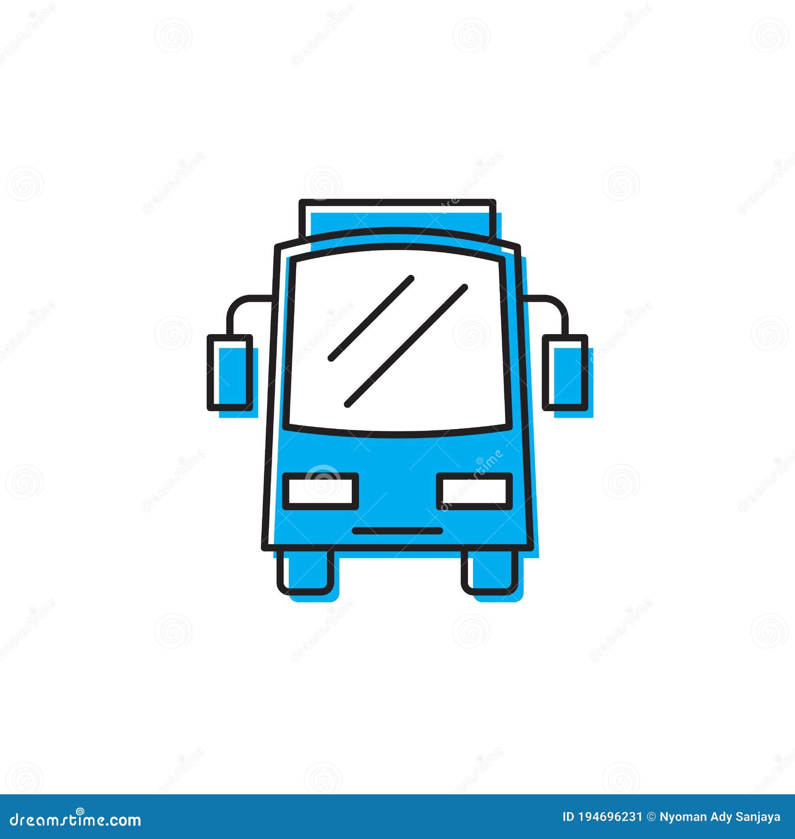 Bus Front View Icon, Isolated on White Background Stock Vector ...
