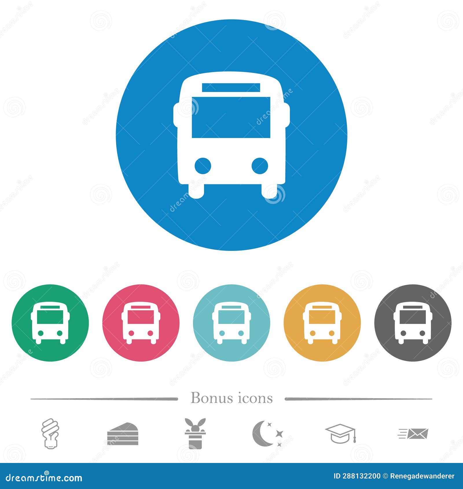 Bus Front View Solid Flat Round Icons Stock Vector - Illustration of ...